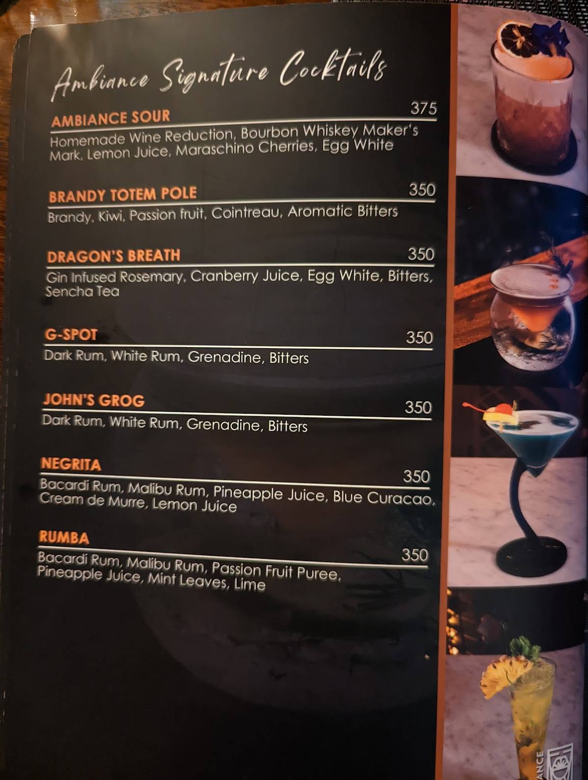 Menu at Ambiance Bar & Restaurant, Cebu City