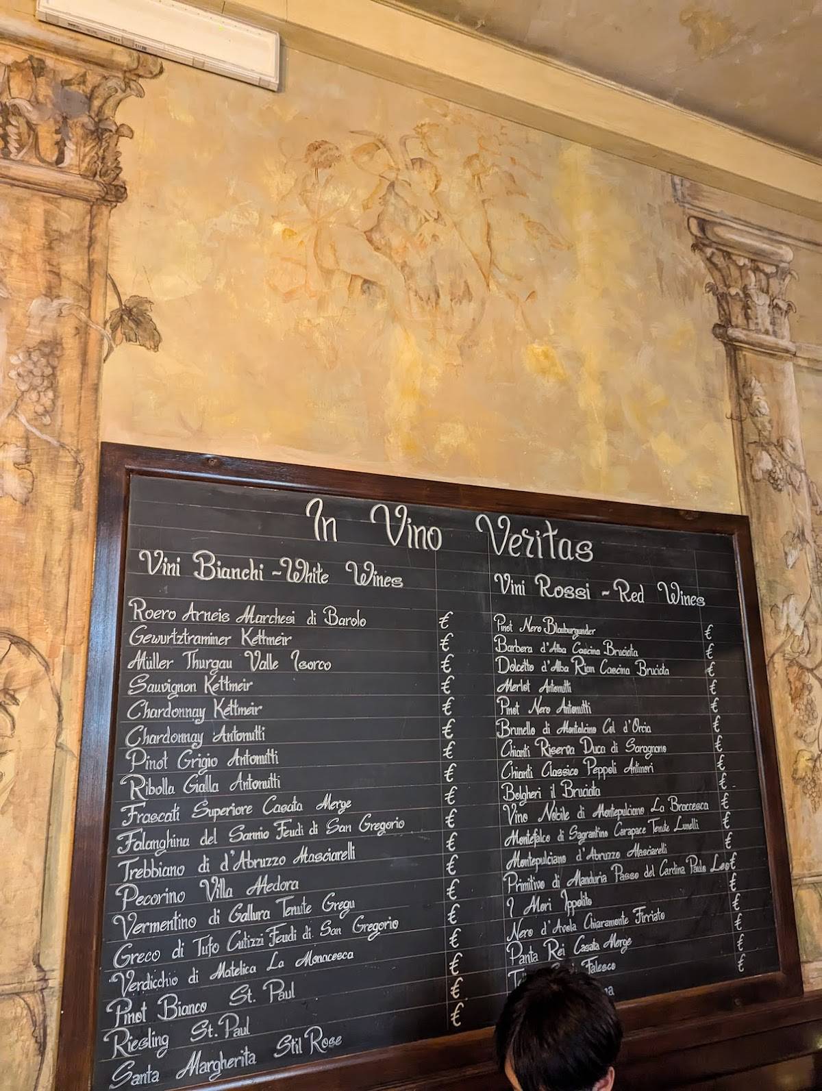 Menu at Antica Enoteca Ristorante -Wine Bar, Rome, V. della Croce