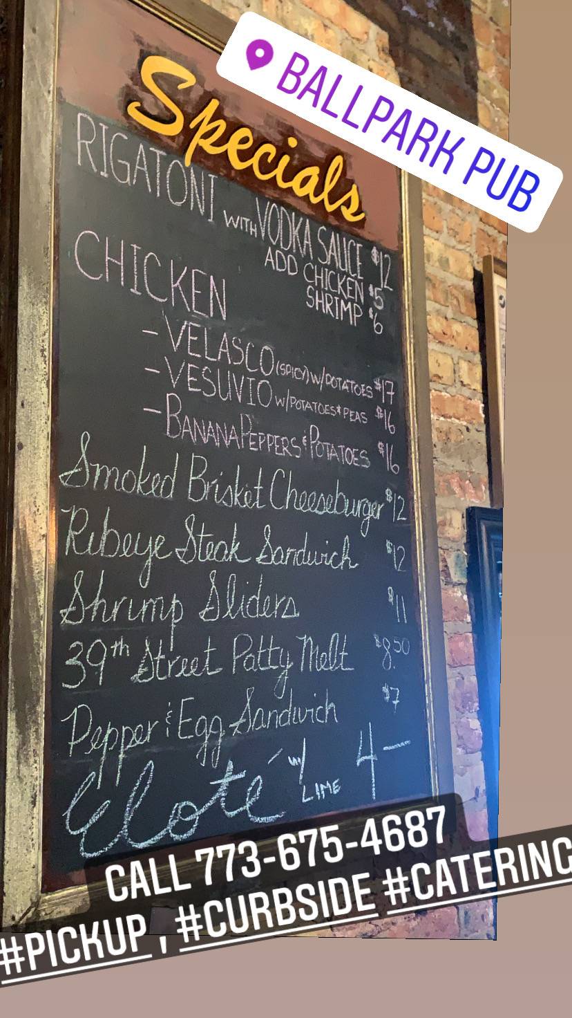Carta de BallPark Pub, Chicago