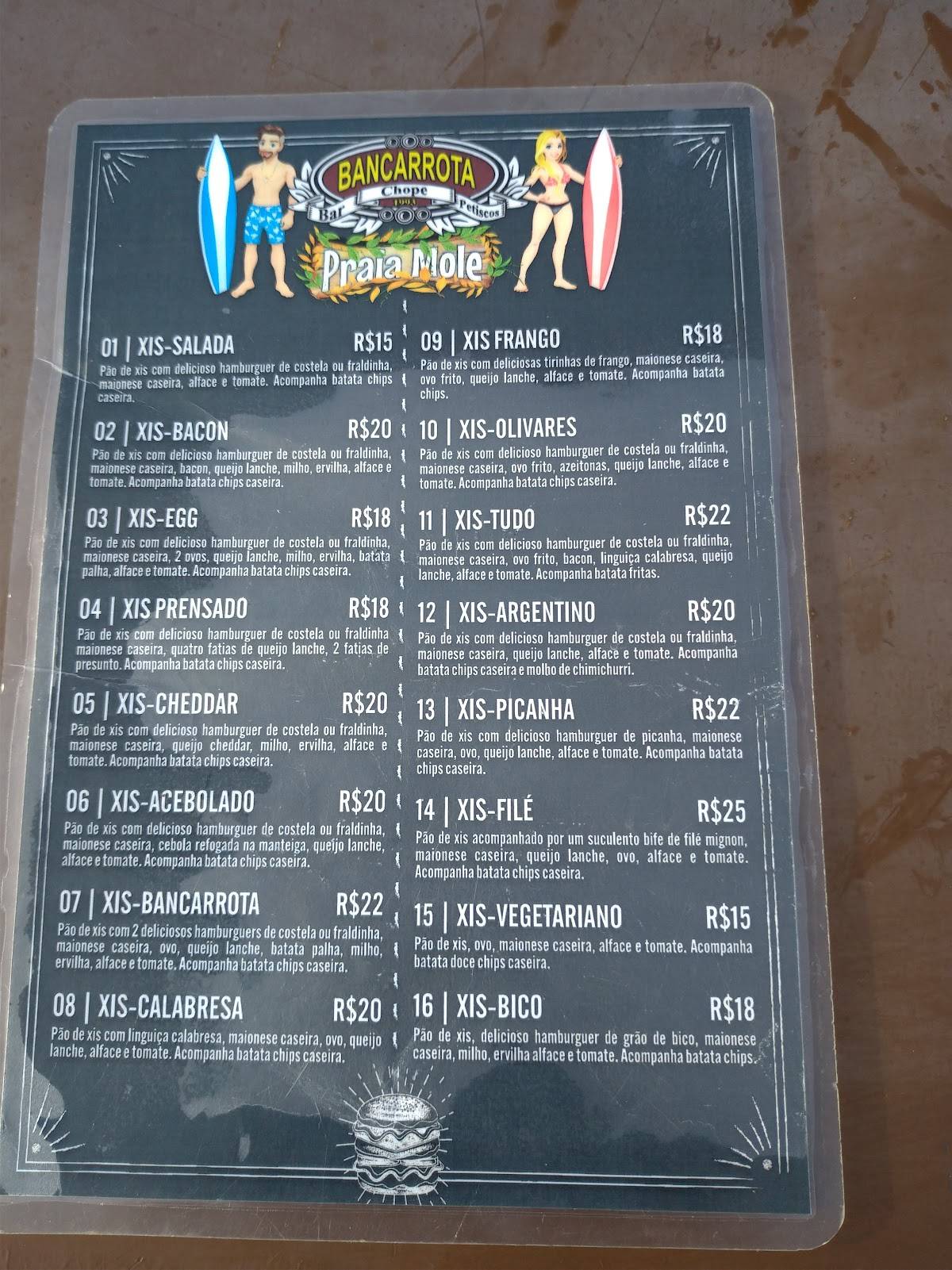 Menu em Barraco Da Mole, Florianópolis