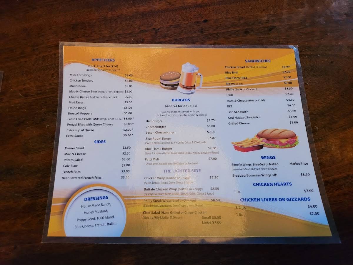 Menu at Blue Room pub & bar, New Minden