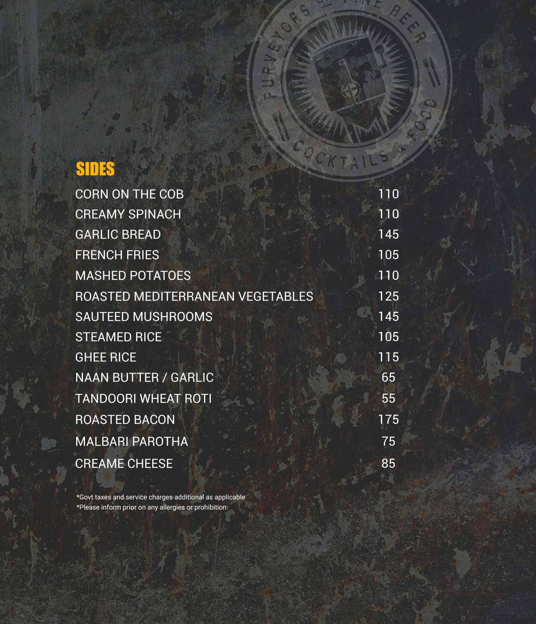 Menu at District 6, Bengaluru