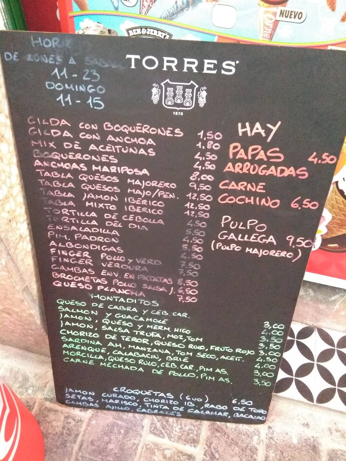 Menu at Gilda Casa de Pinchos y Tapas pub & bar, Corralejo