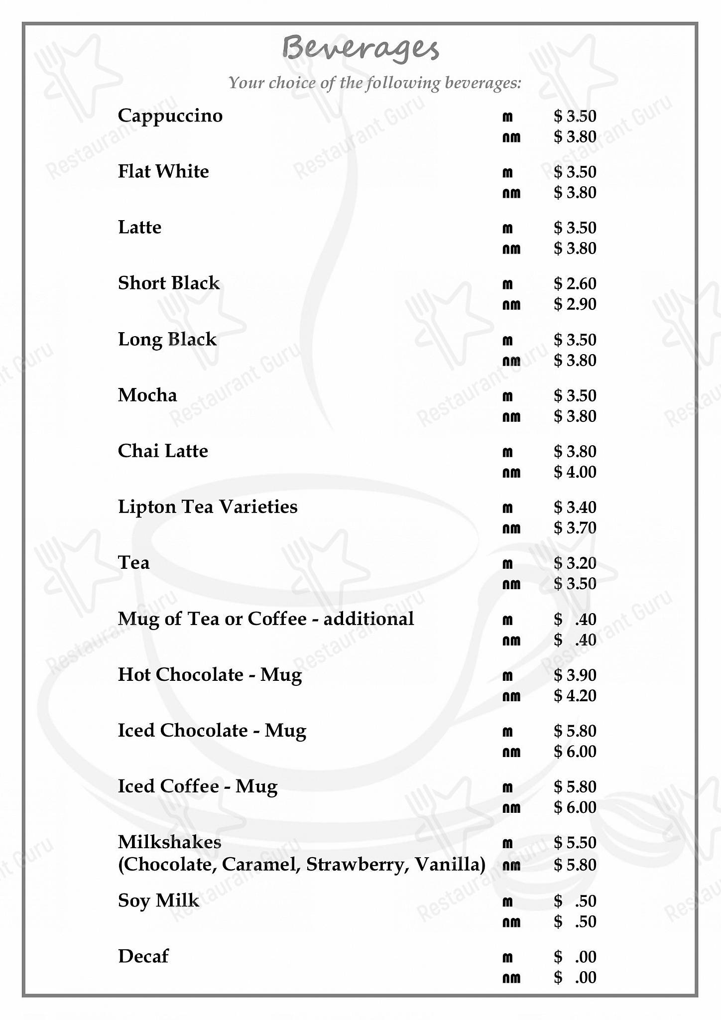Menu at Greensborough RSL pub & bar, Greensborough
