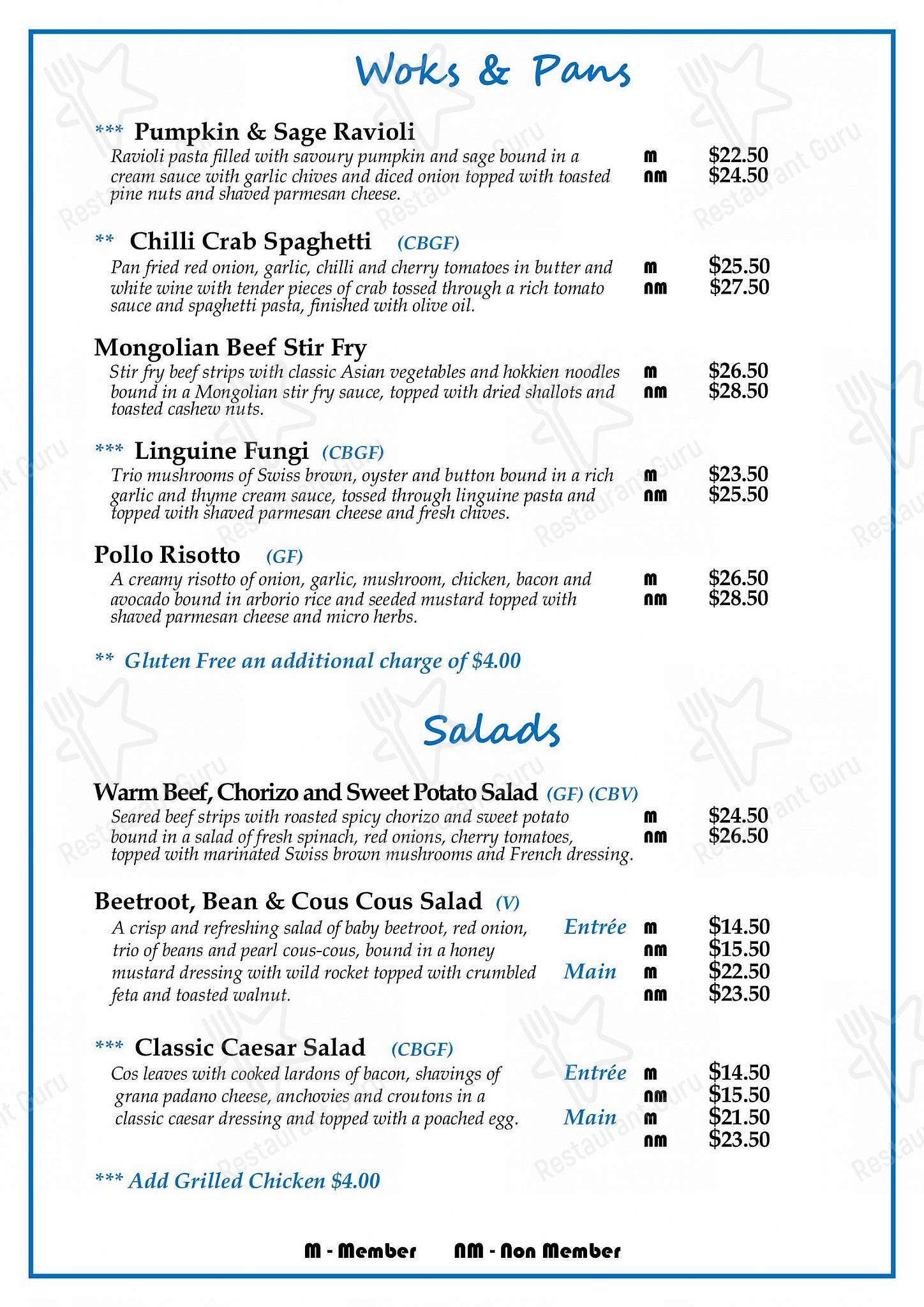 Menu at Greensborough RSL pub & bar, Greensborough