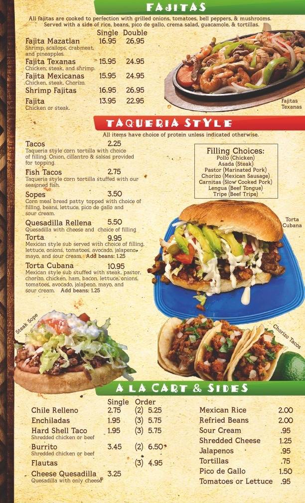 Menu at La Tiendita Mexican Restaurant, Elizabeth City