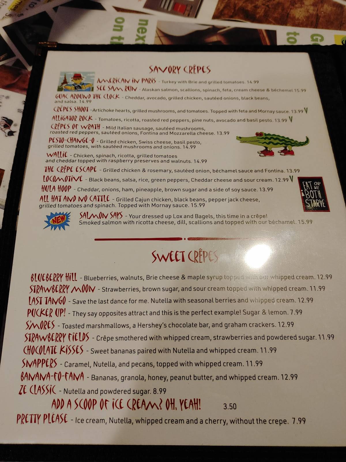 Menu at Later Alligator pub & bar, Wheeling