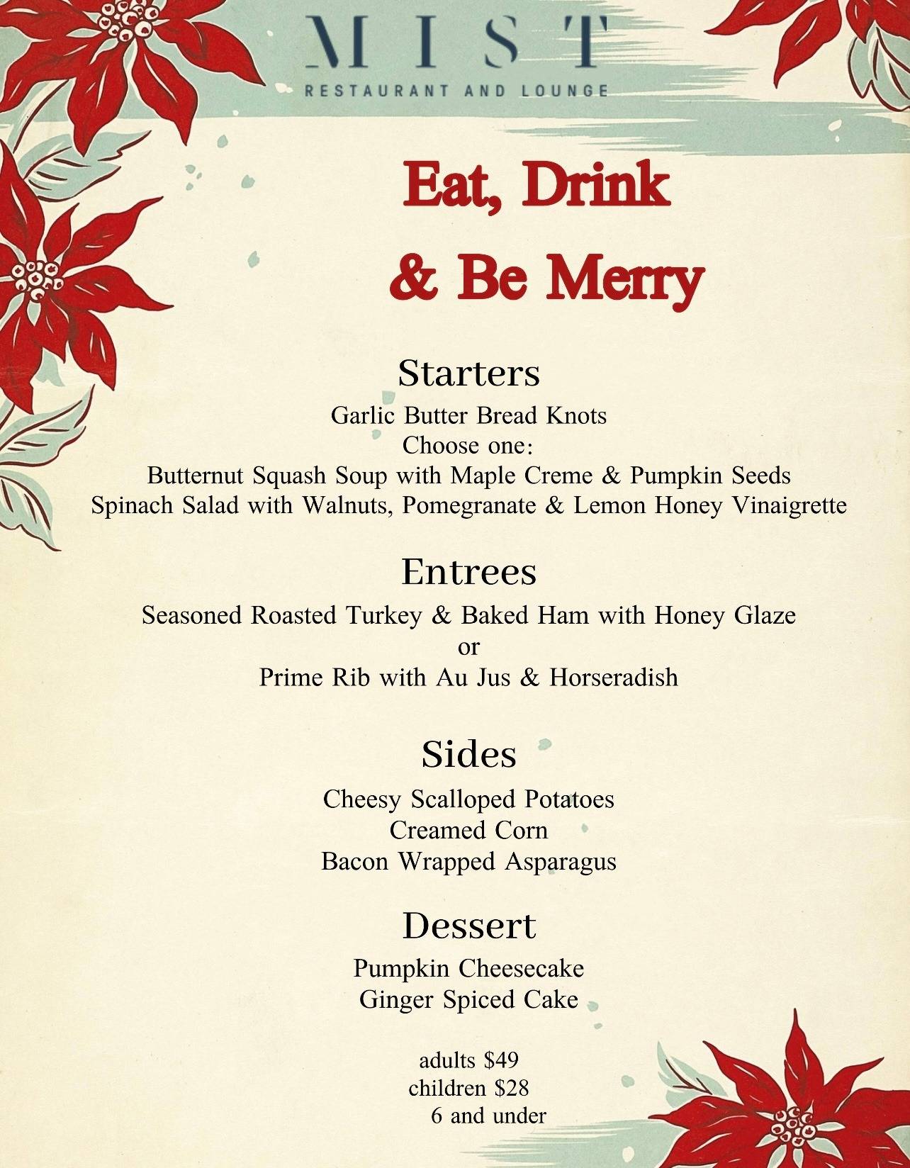 Menu at MIST Restaurant & Lounge, Lincoln City