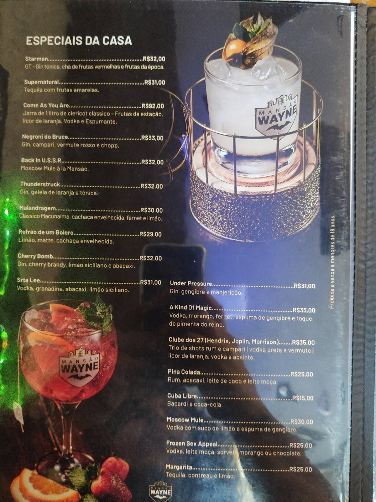 Carta de Mansão Wayne Bar e Restaurante - Hamburgueria, Comida ...