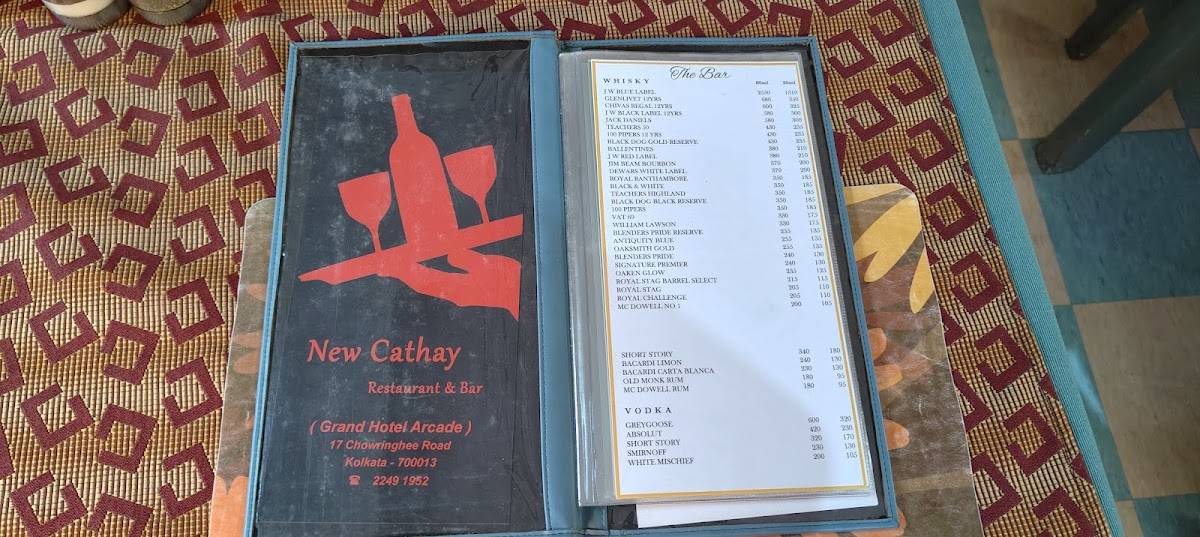 Menu at New Cathay Restaurant and Bar, Kolkata, GRAND HOTEL ARCADE