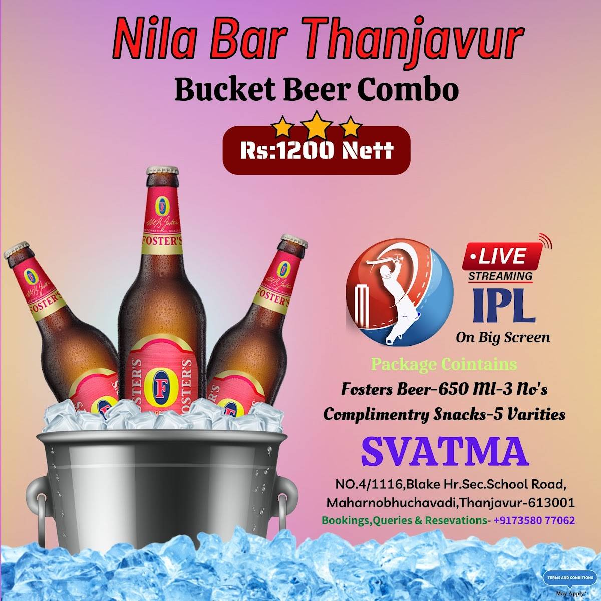 Menu at Nila Bar, Thanjavur