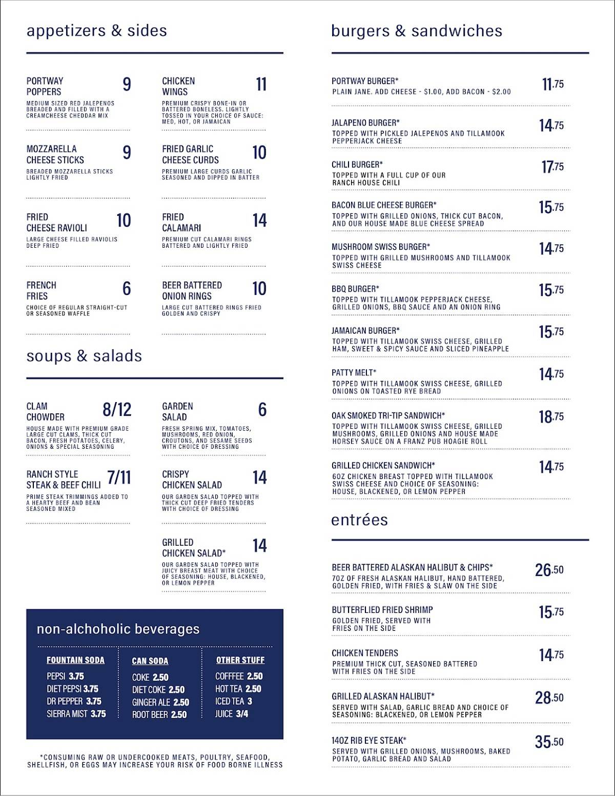 Menu at Portway Tavern pub & bar, Astoria