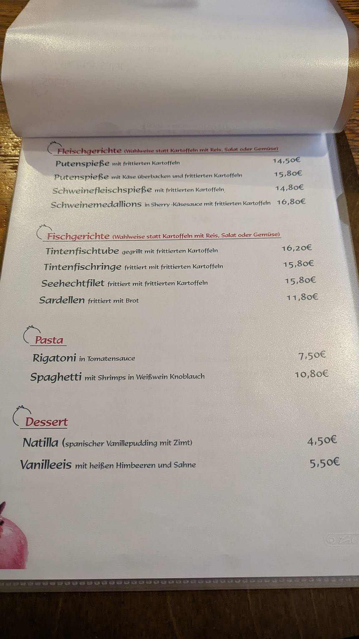 Menu at Restaurant Granada, Ingolstadt