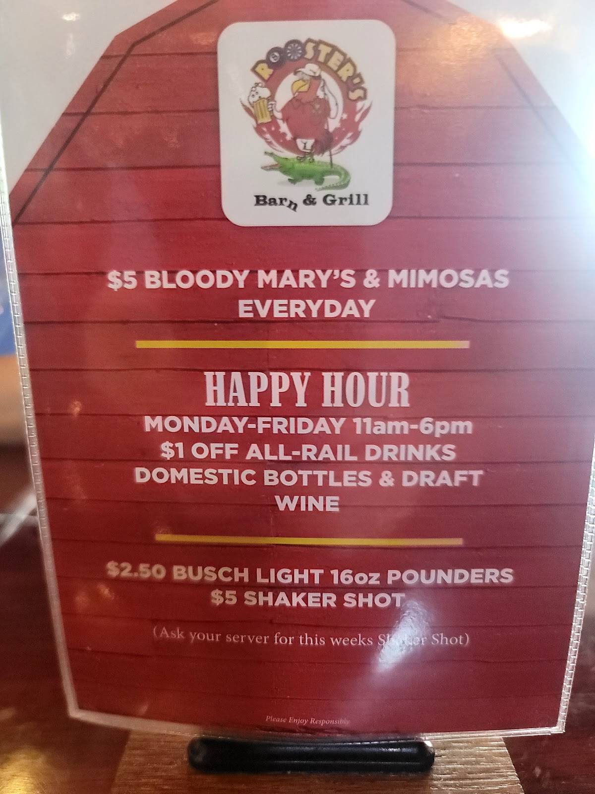 Menu at Roosters Barn and Grill, Fort Myers