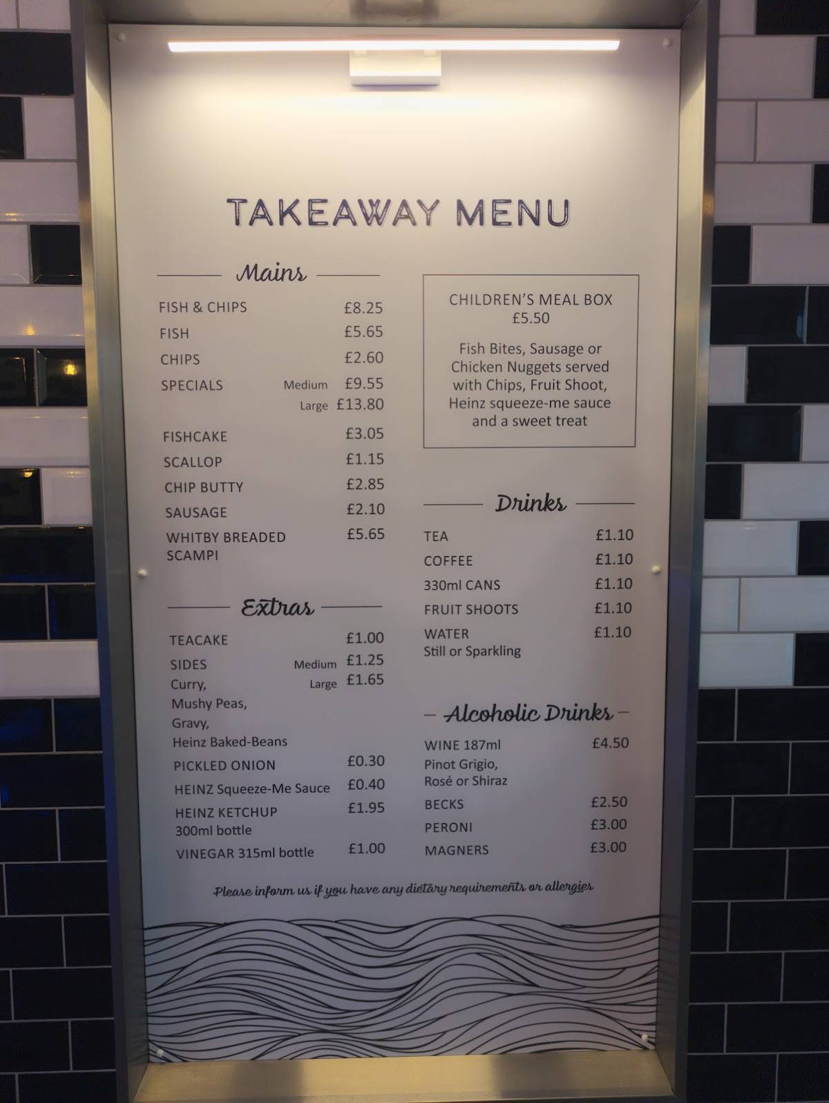 Menu at Spinners Fisheries pub & bar, Dewsbury