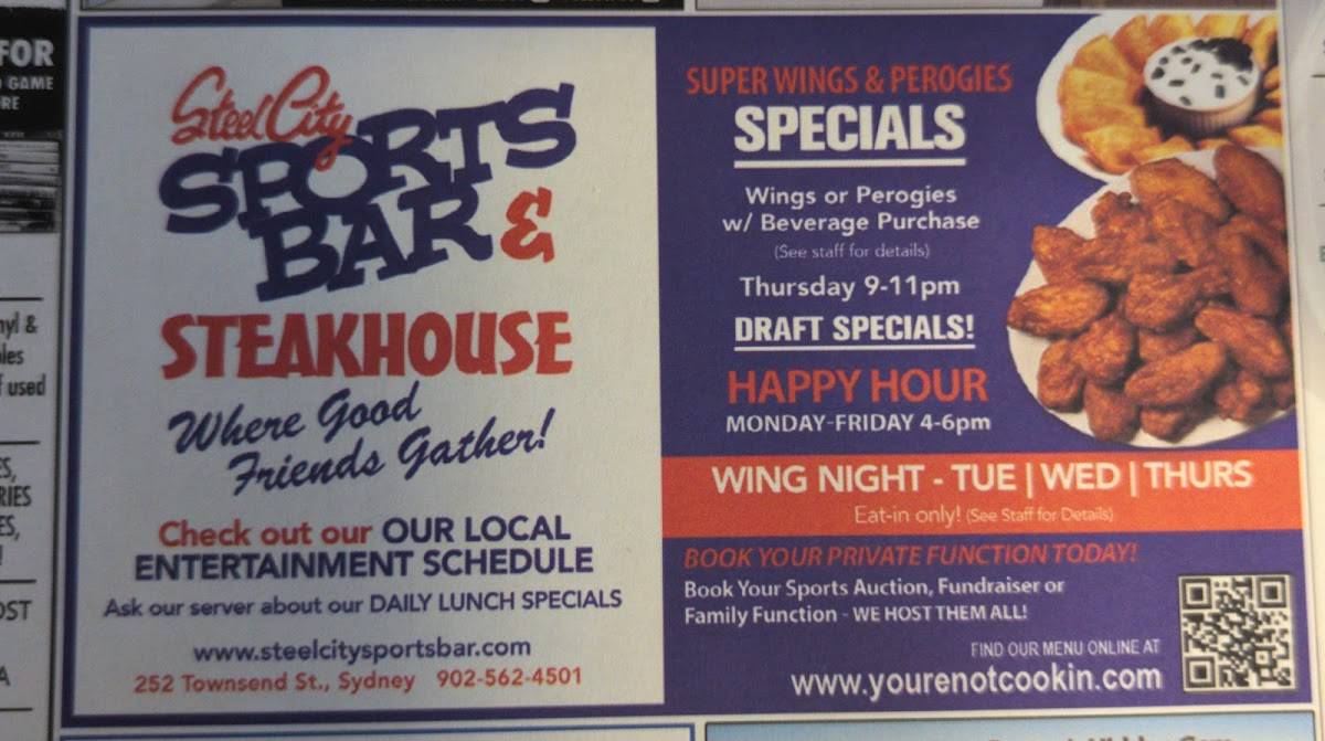 Menu at Steel City Sports Bar & Steakhouse, Sydney