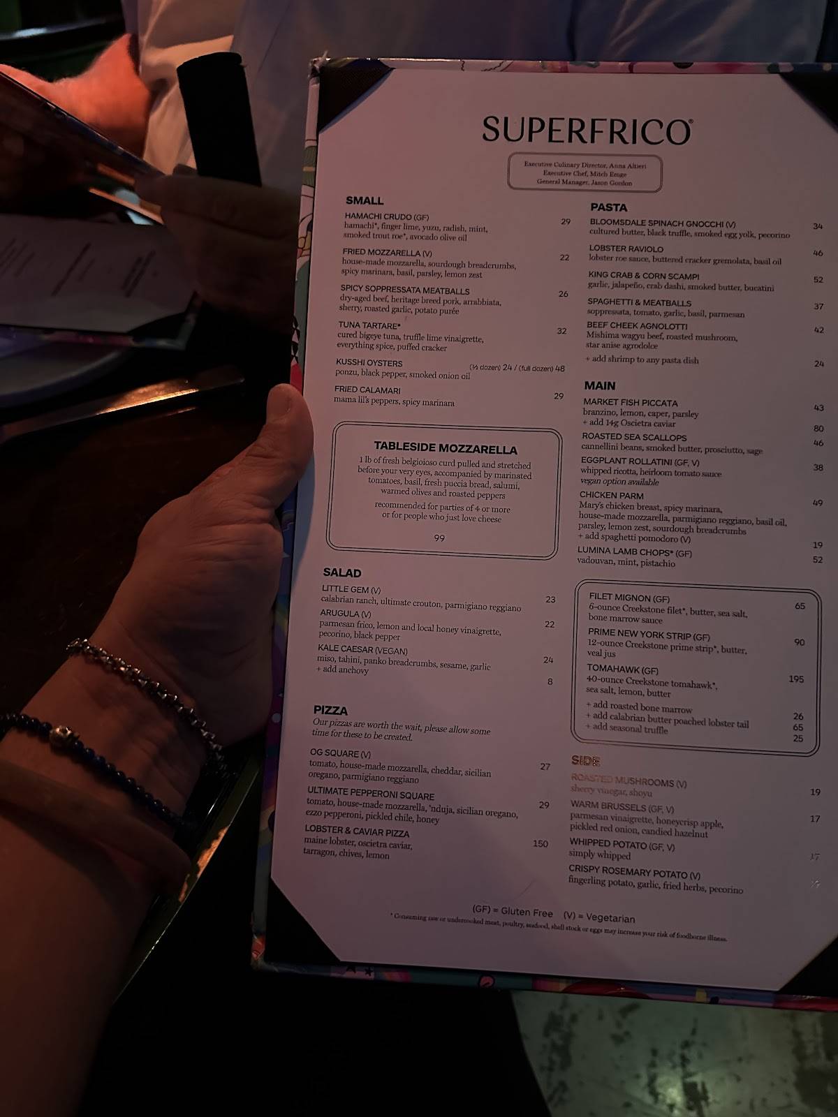 Menu at Superfrico pub & bar, Las Vegas
