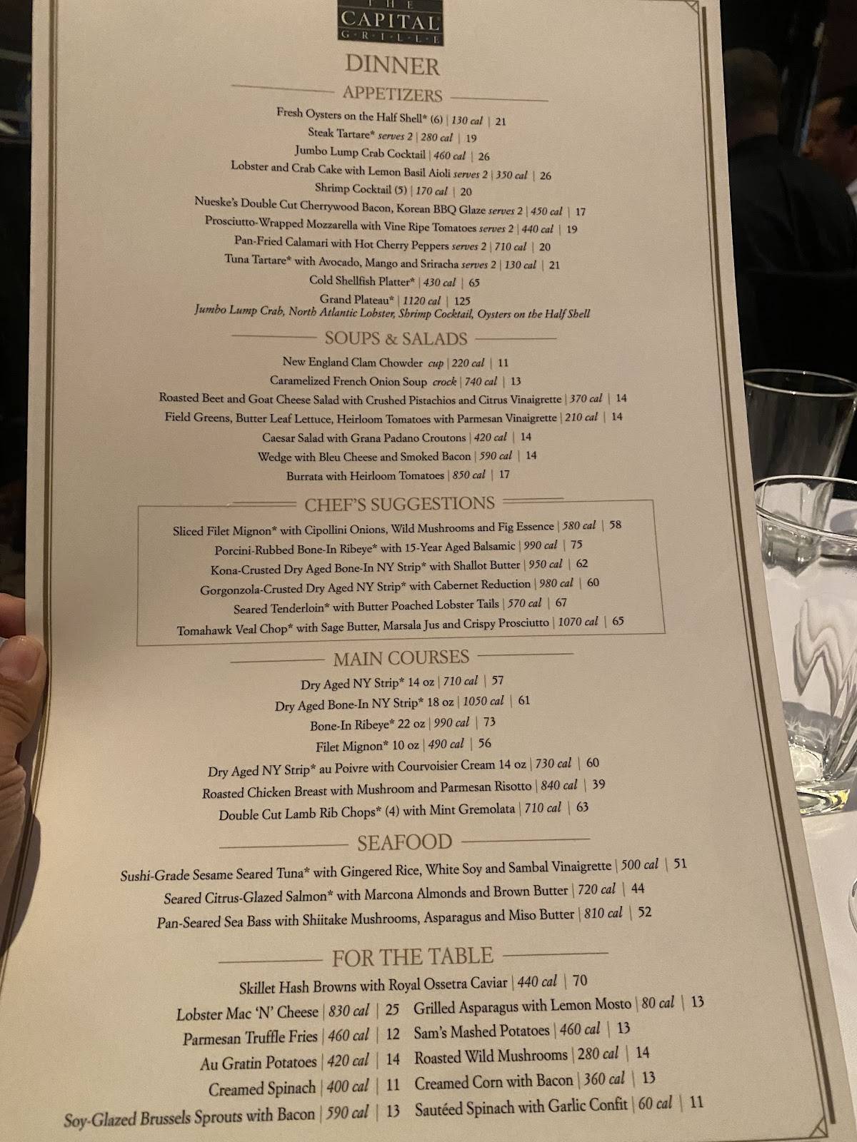 Menu at The Capital Grille pub & bar, McLean, International Dr