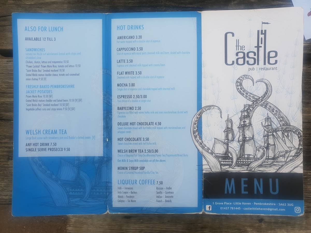 Menu at The Castle pub & bar, Little Haven, 1 Grove Pl