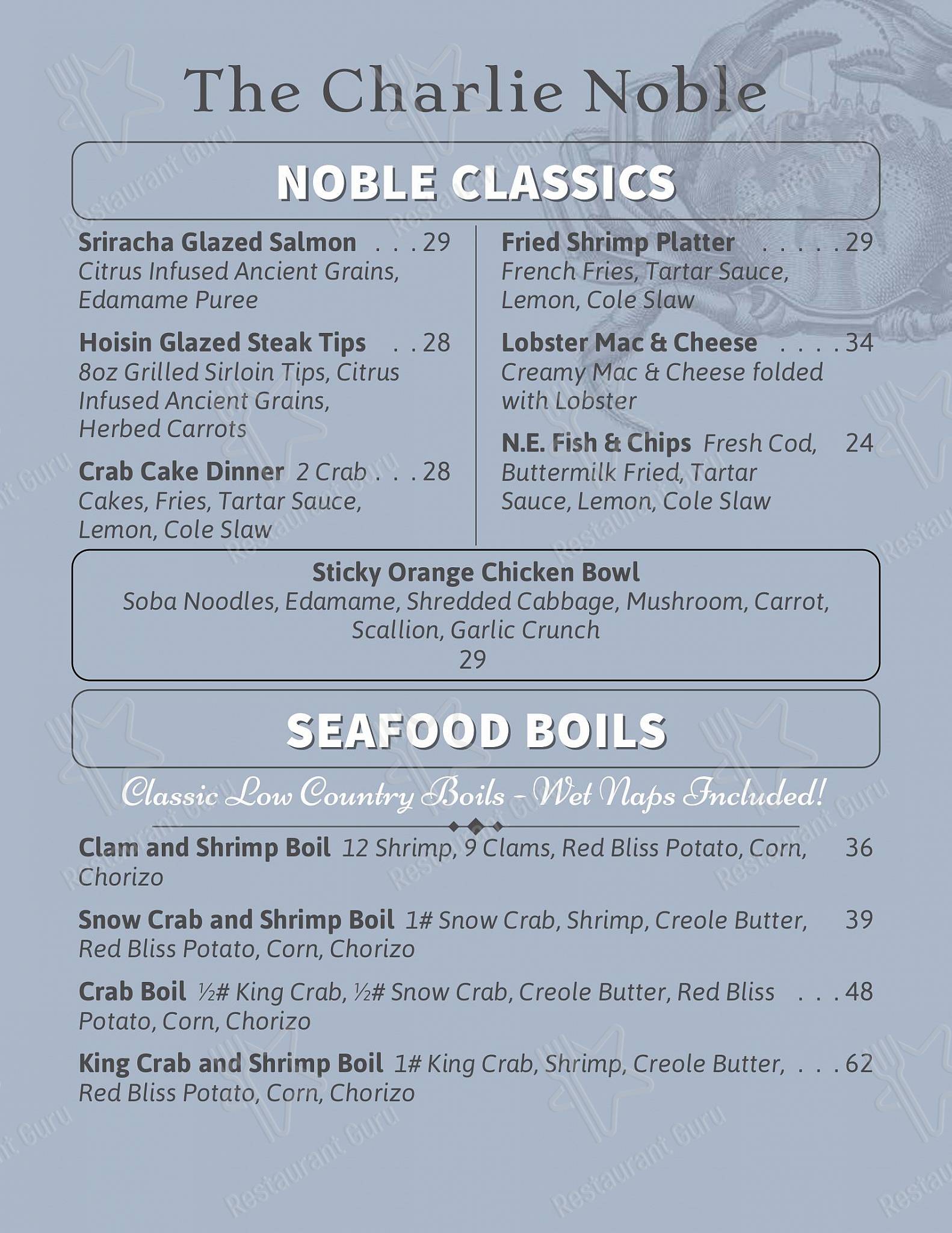 Menu at The Charlie Noble pub & bar, Nantucket
