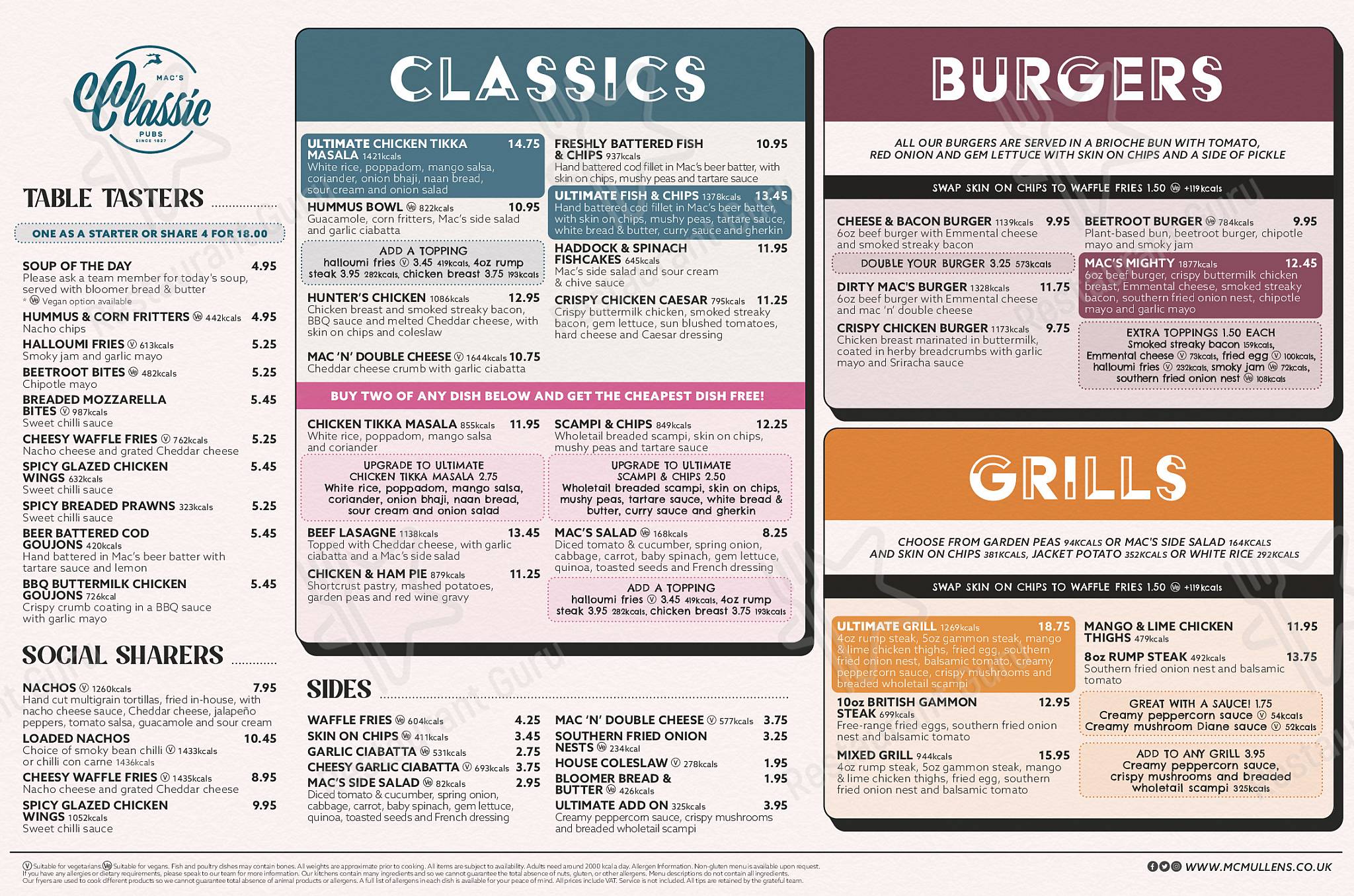 Menu at The Chieftain pub & bar, Welwyn Garden City