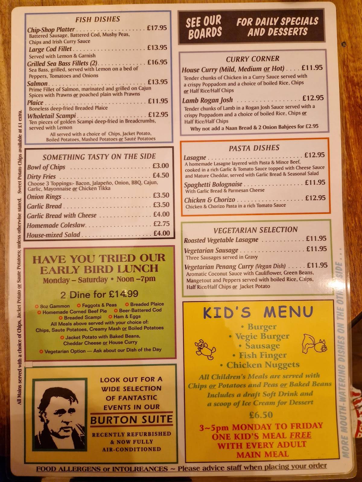 Menu at The Colliers Arms pub & bar, Port Talbot