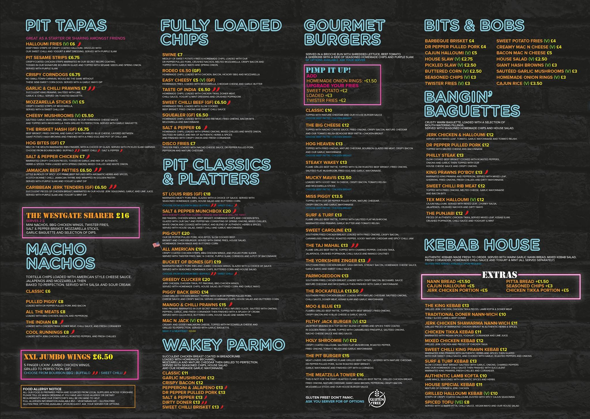 Carta del pub y bar The Counting House, Wakefield