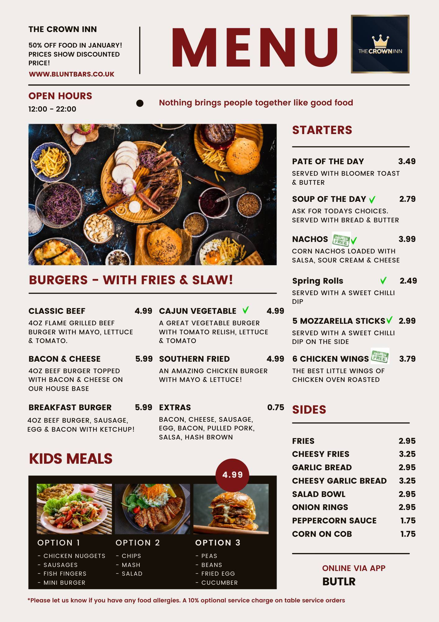 Menu at The Crown Inn Keynsham pub & bar, Bristol, 63 Bristol Rd