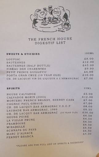 Menu at The French House pub & bar, London, 49 Dean St