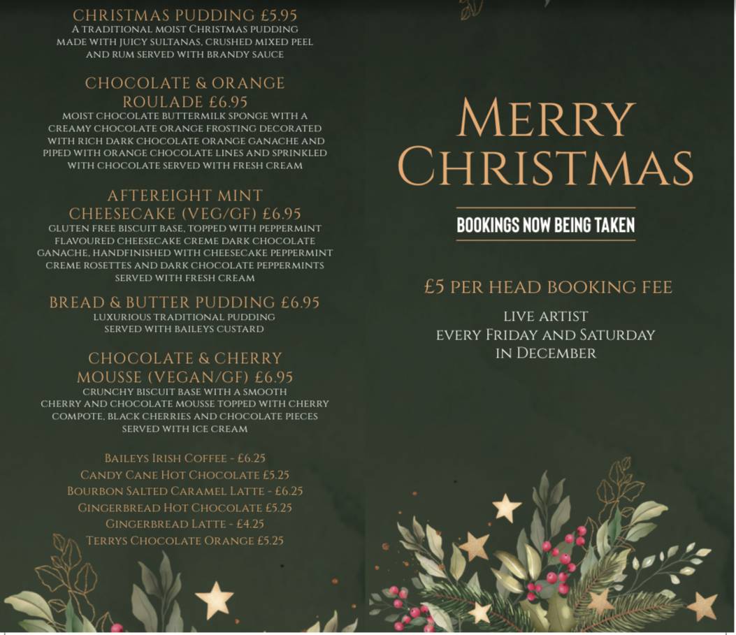 Menu at The Greenfield pub & bar, Pentre