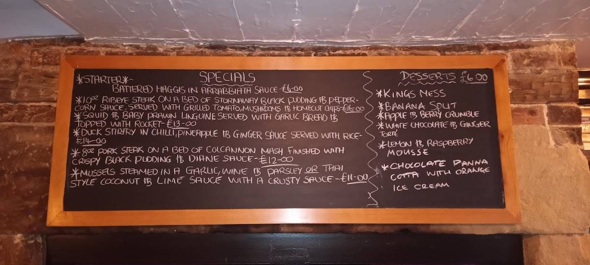 Menu at The King's Arms pub & bar, Whitley Bay