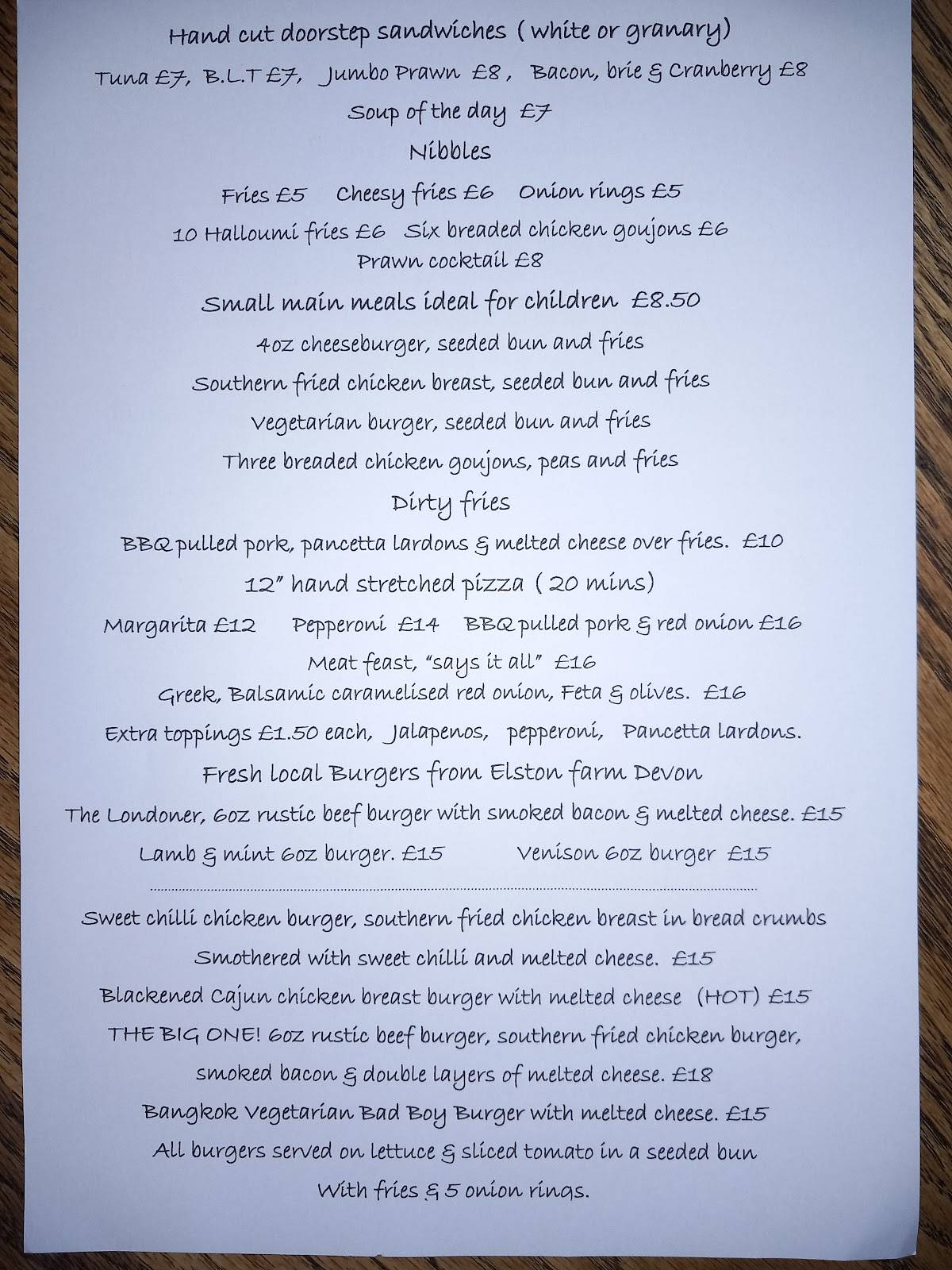 Menu at The London Inn pub & bar, Yelverton
