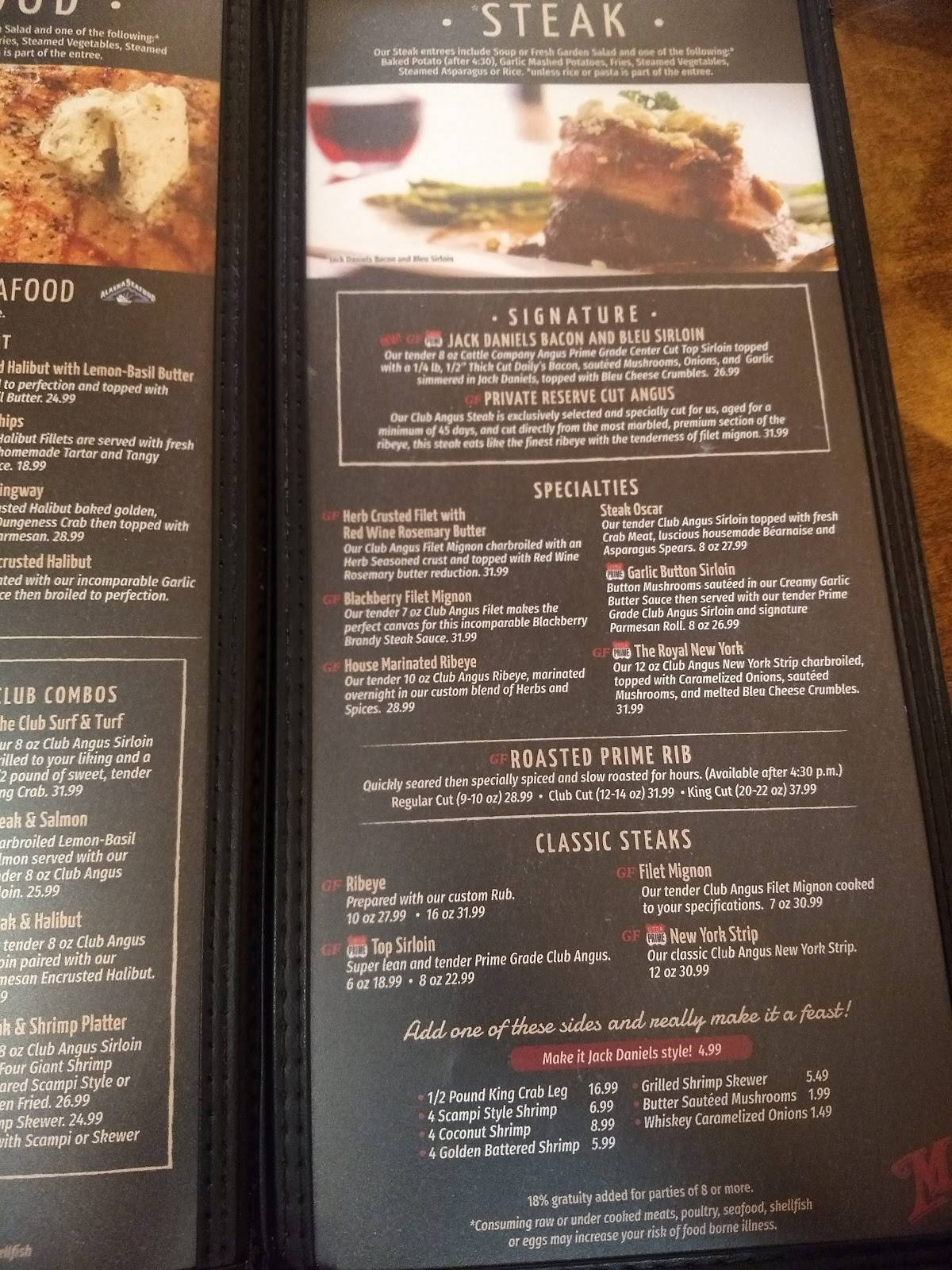 Menu at The Montana Club Restaurant, Kalispell, S Main St