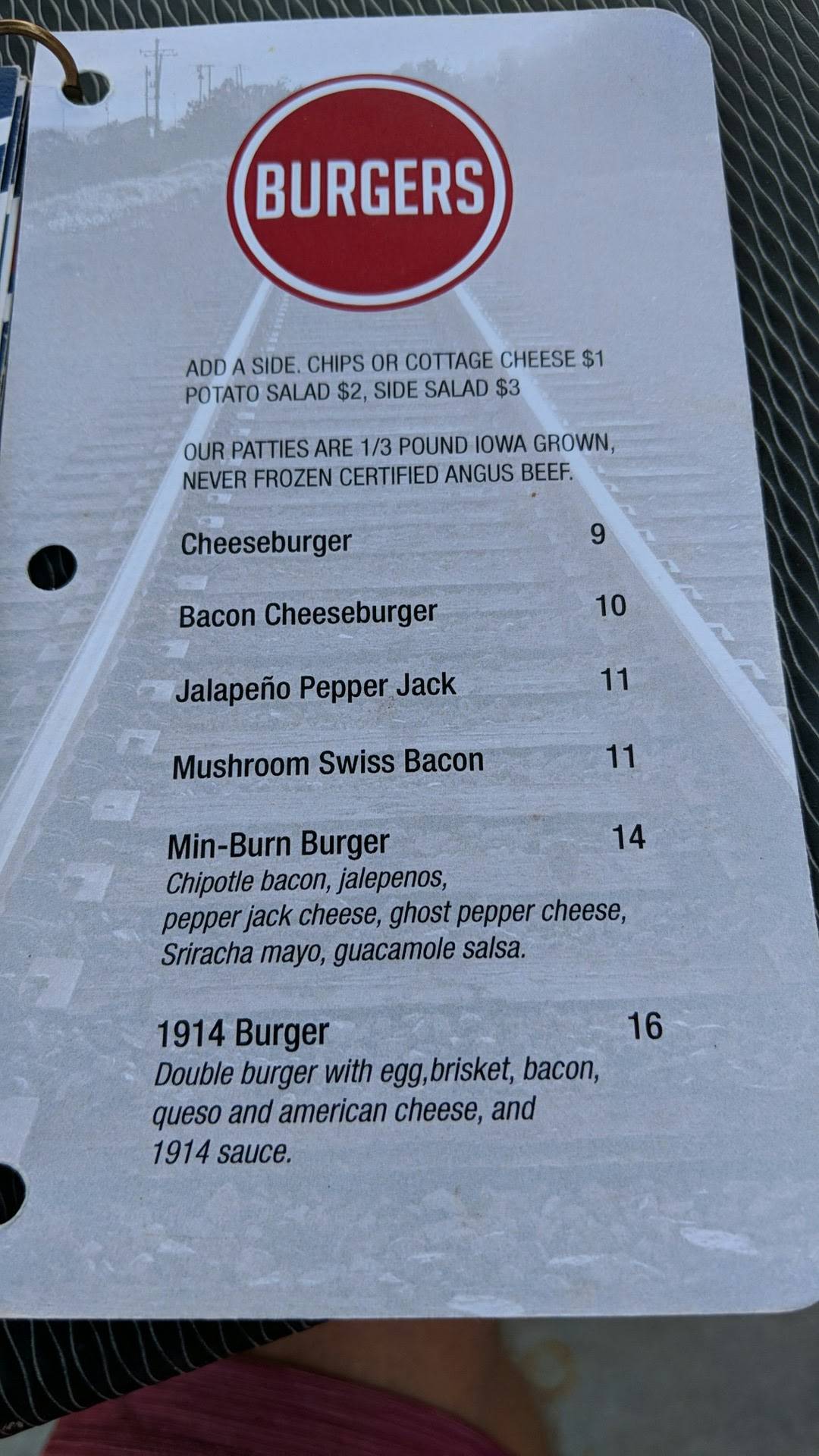 Menu at The Nineteen14 Depot pub & bar, Minburn