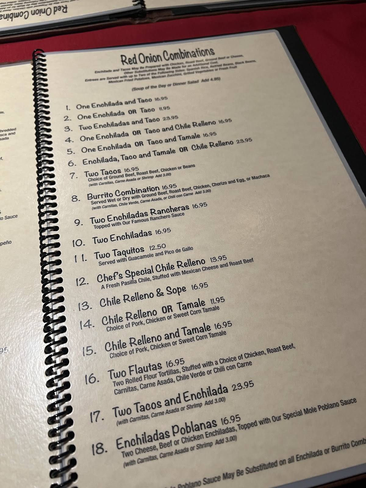 Menu at The Original Red Onion pub & bar, Rolling Hills Estates