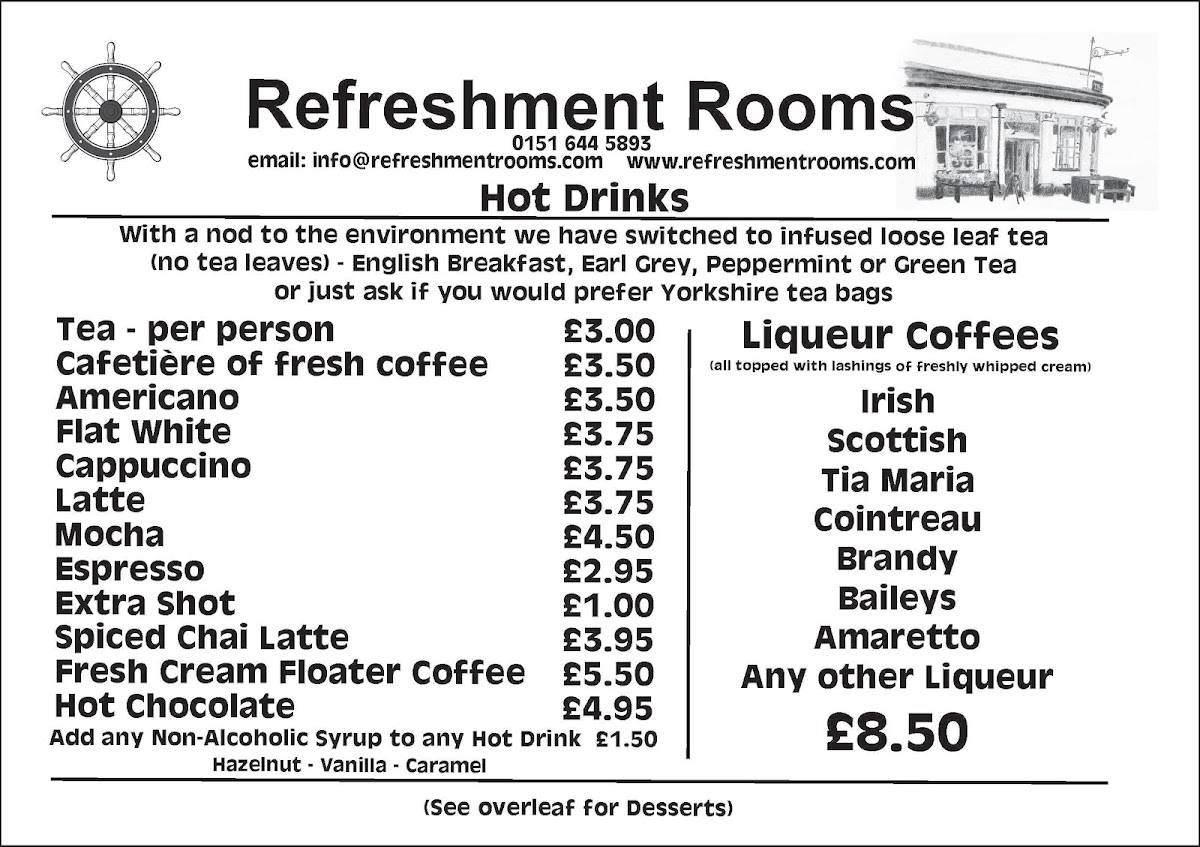 Menu at The Refreshment Rooms pub & bar, Birkenhead