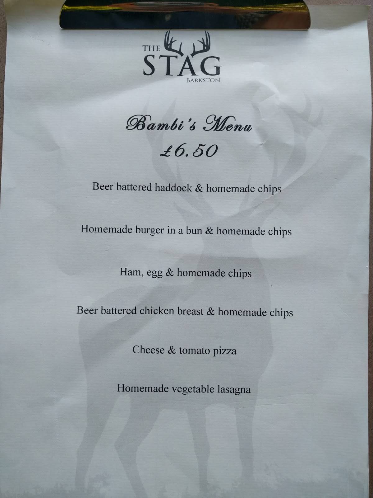 Menu at The Stag Barkston, Grantham