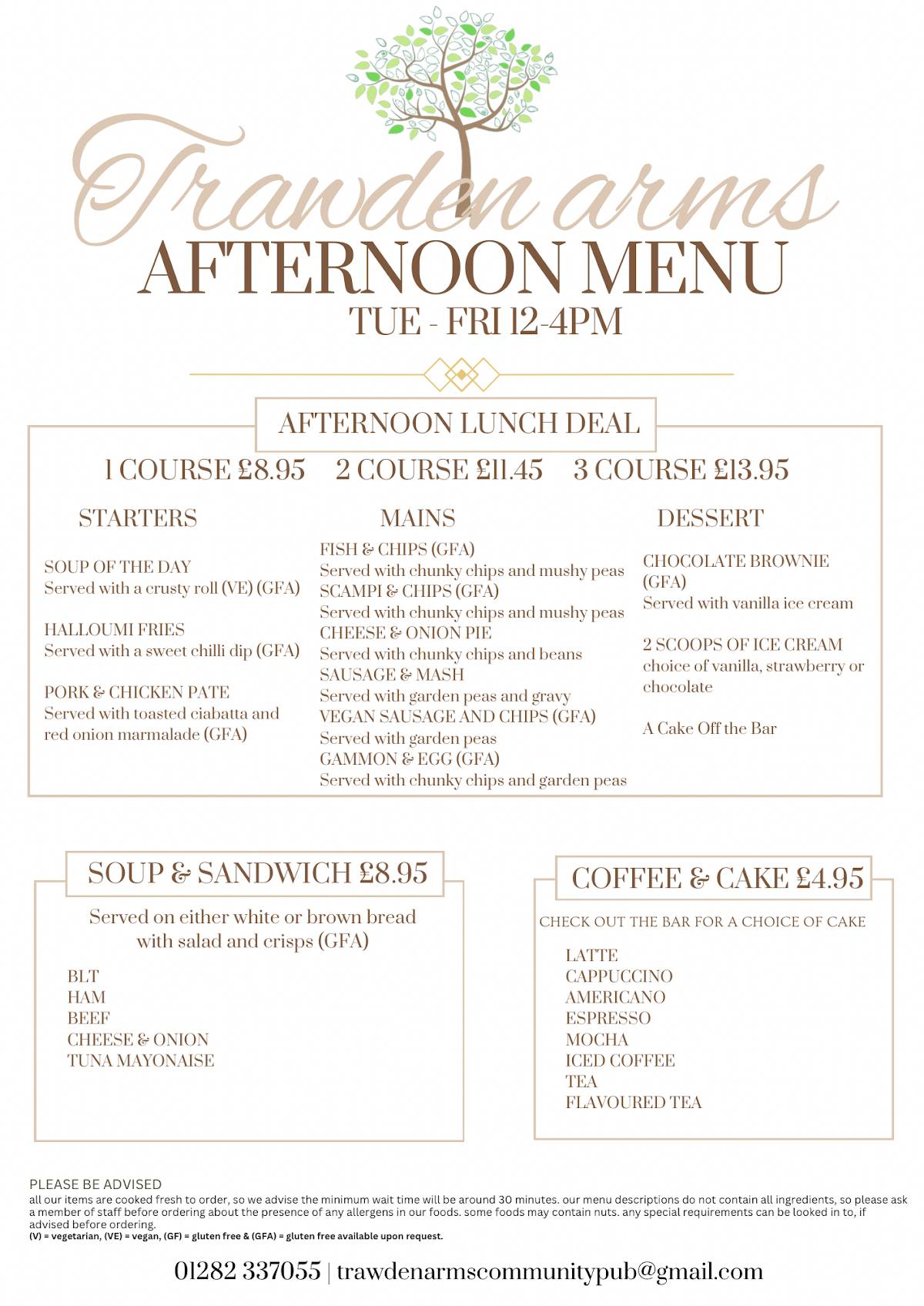 Menu at Trawden Arms pub & bar, Colne