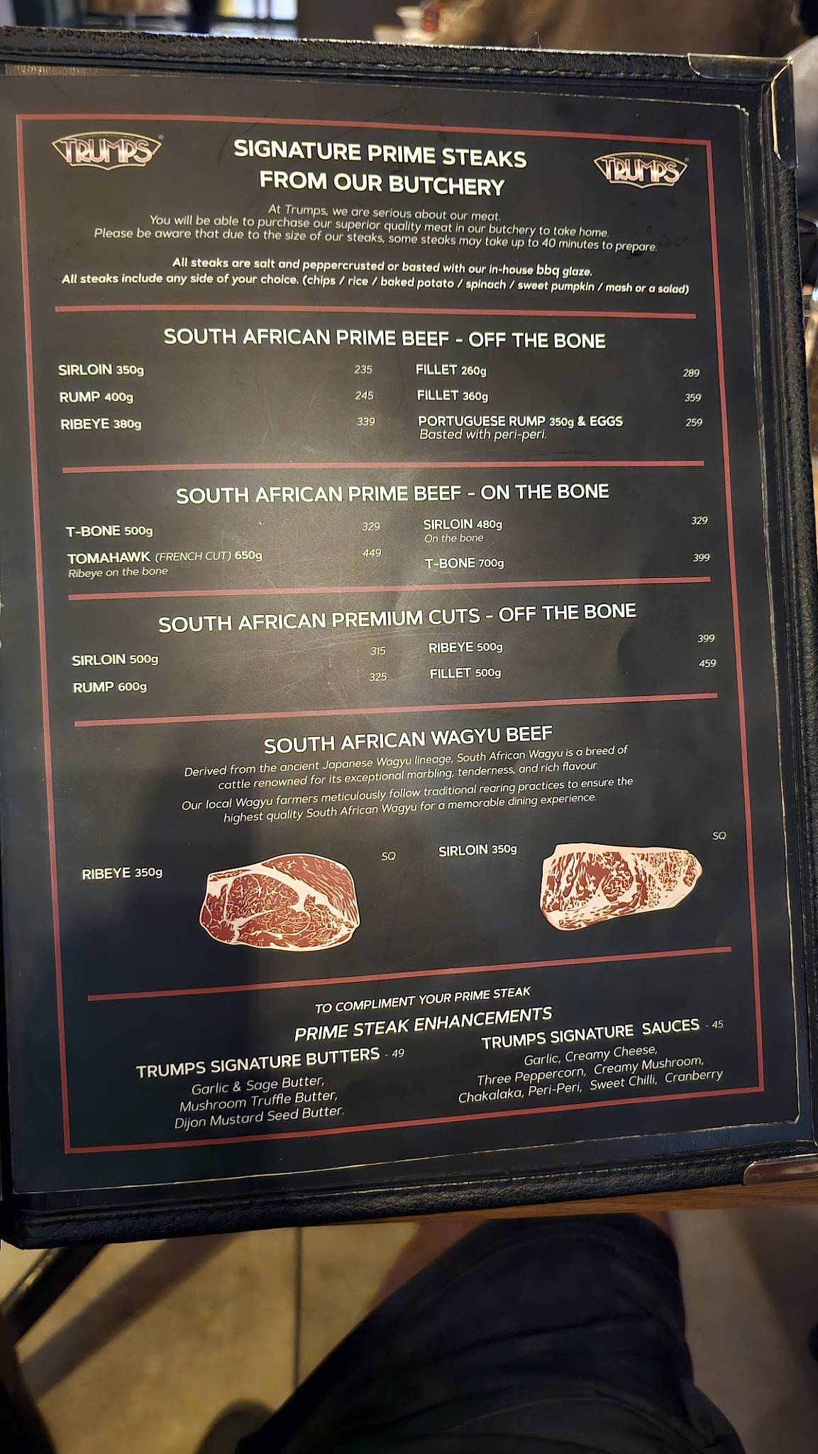 Menu at Trumps Grillhouse and Butchery pub & bar, Sandton