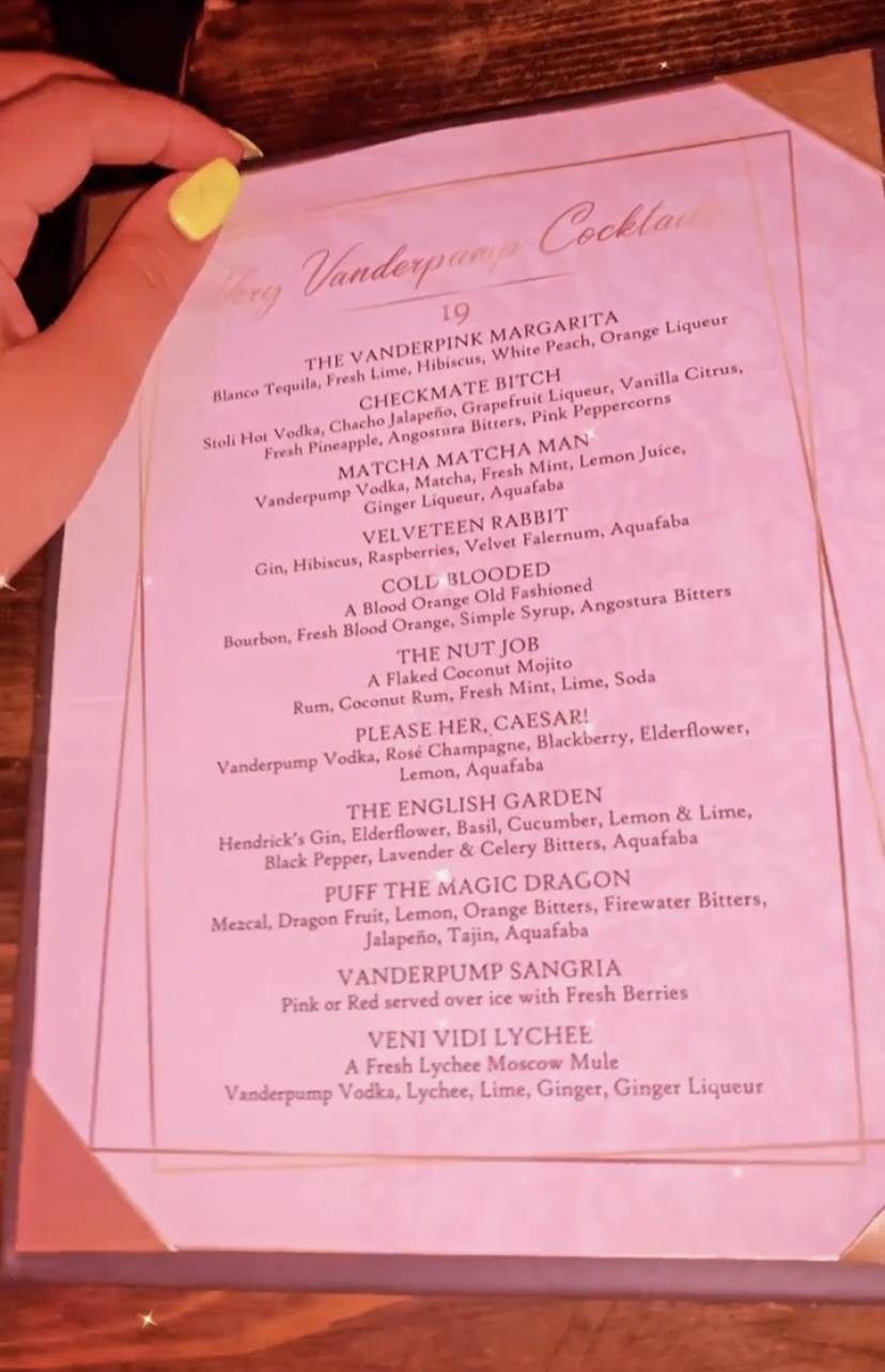 Menu at Vanderpump Cocktail Garden pub & bar, Las Vegas