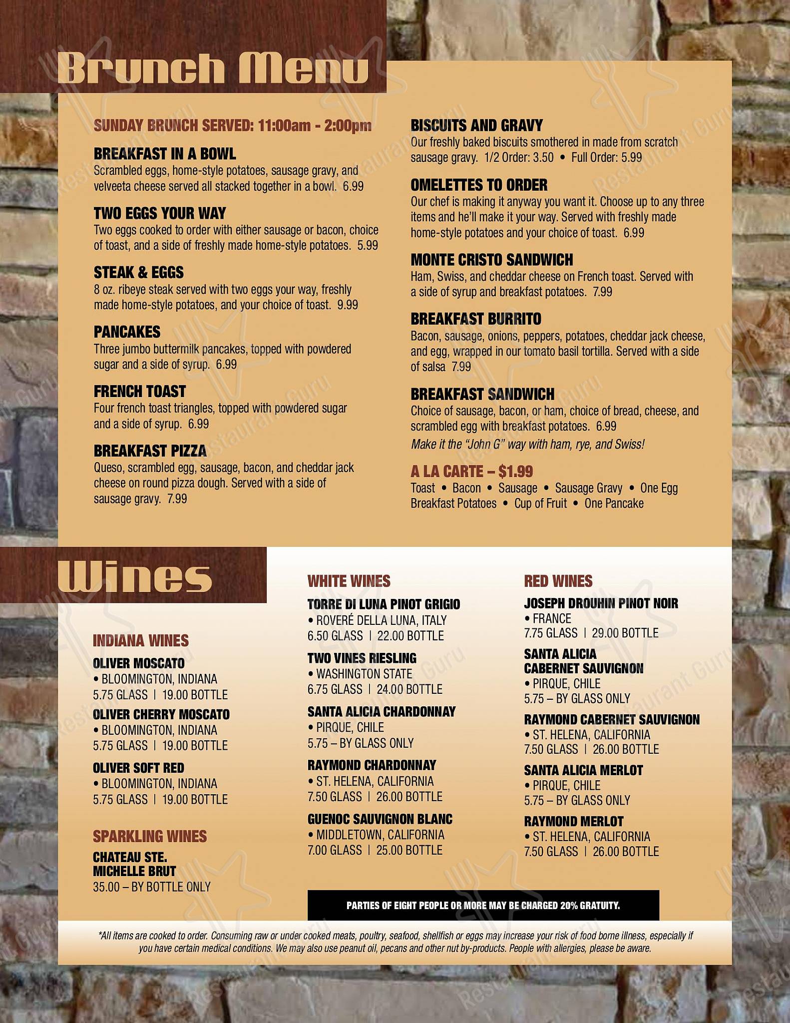 Menu at Walt's Other Pub, Lafayette