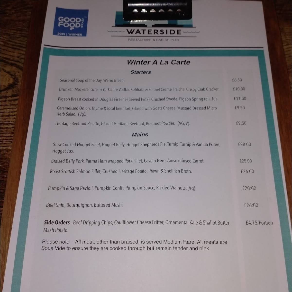 Menu at Waterside Bistro & Bar, Shipley