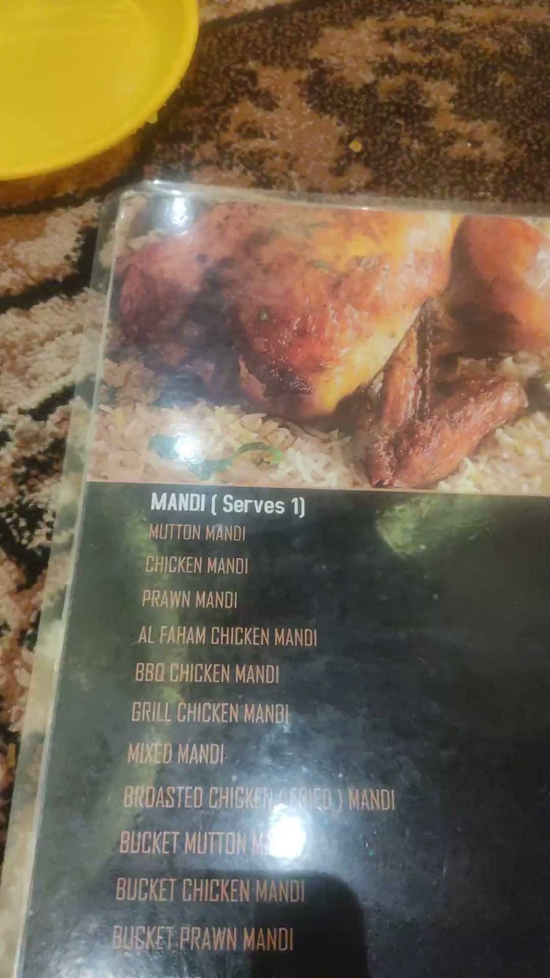 Menu at Arabia Mandi, Puducherry