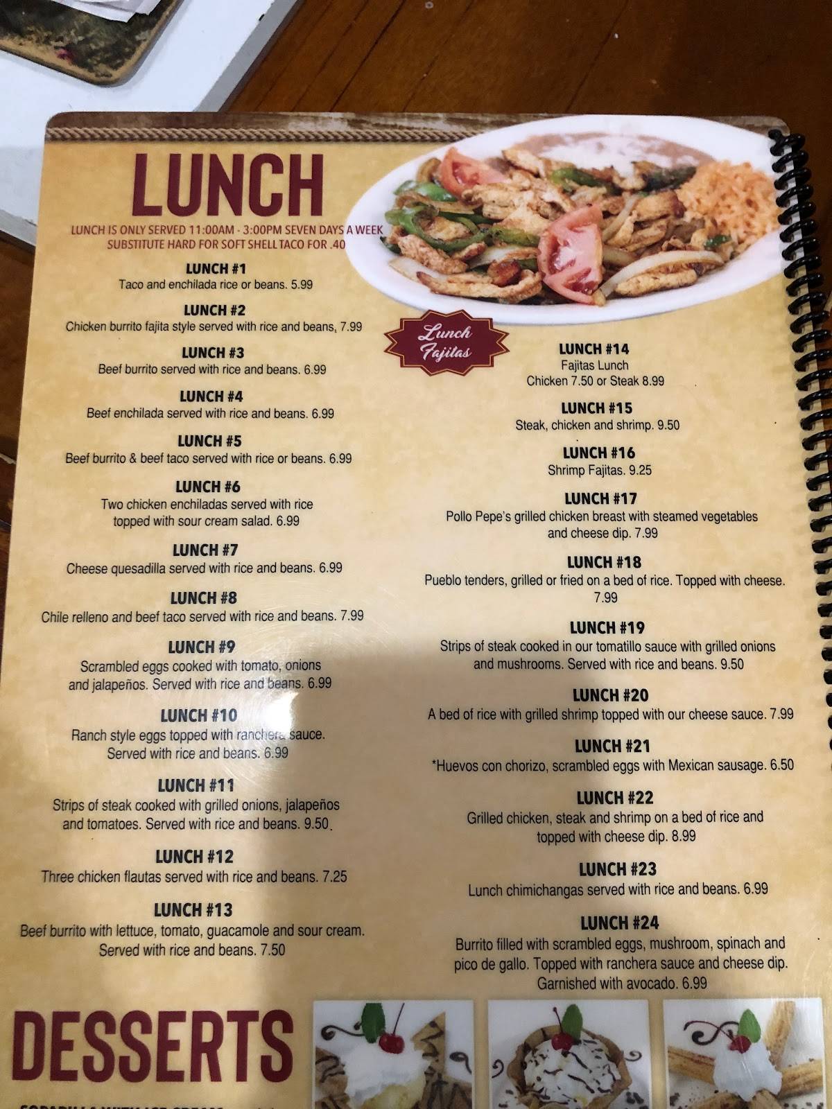 Menu at Pueblo Cantina Jasper pub & bar, Jasper, 25 Luke Carver Dr