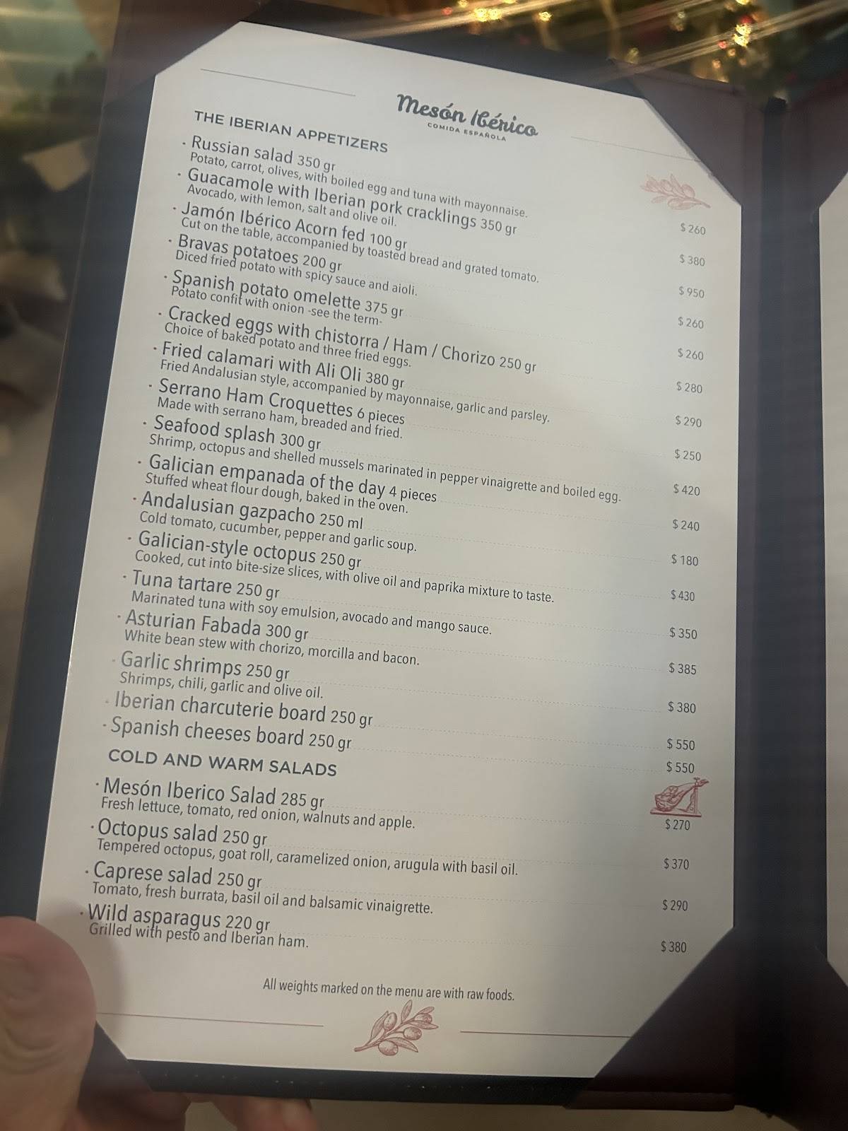 Carta del restaurante Mesón Ibérico, Puerto Vallarta