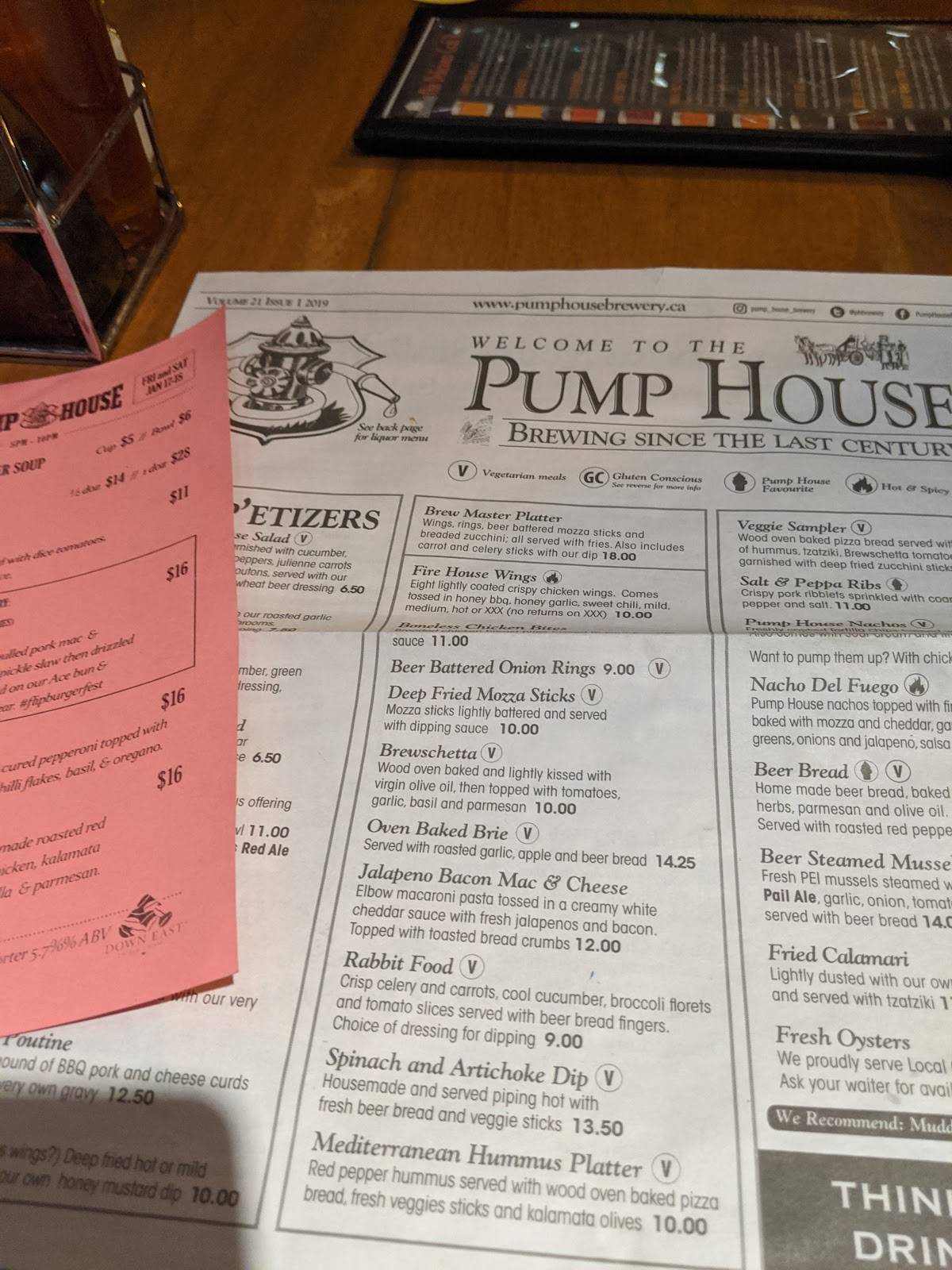 Menu at Pump House - Brewpub & Restaurant, Moncton