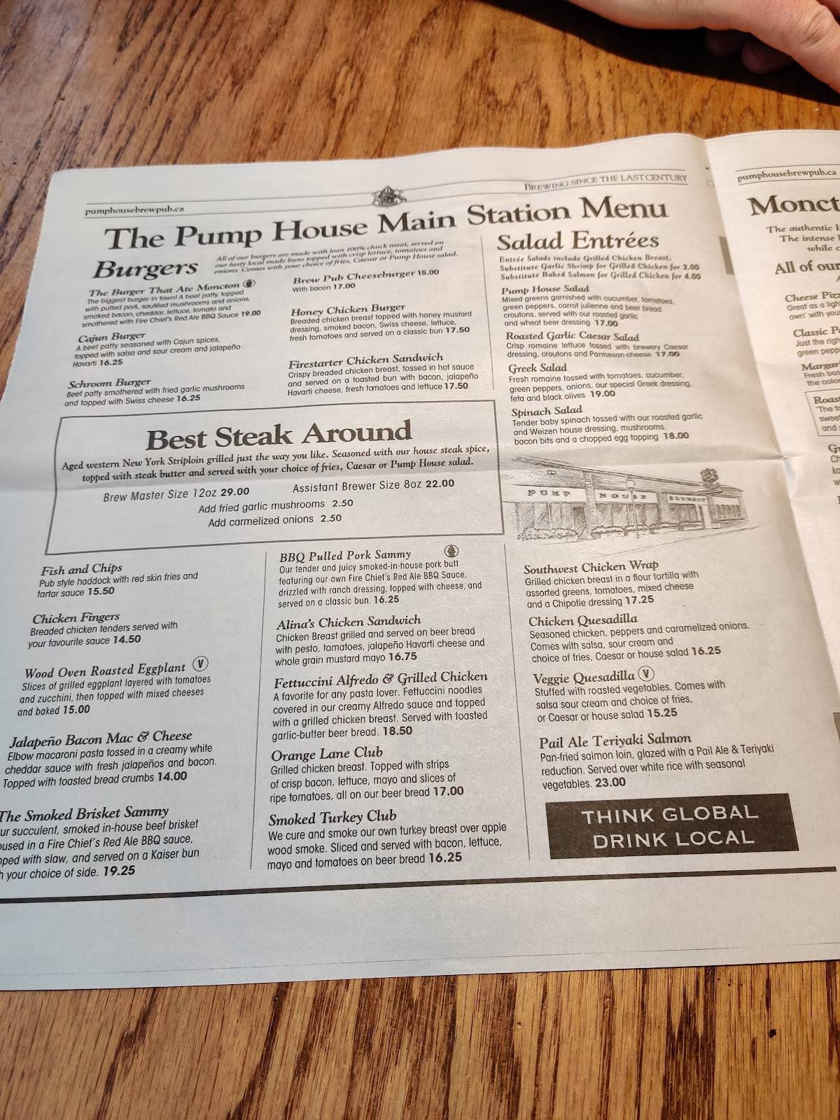 Menu at Pump House - Brewpub & Restaurant, Moncton