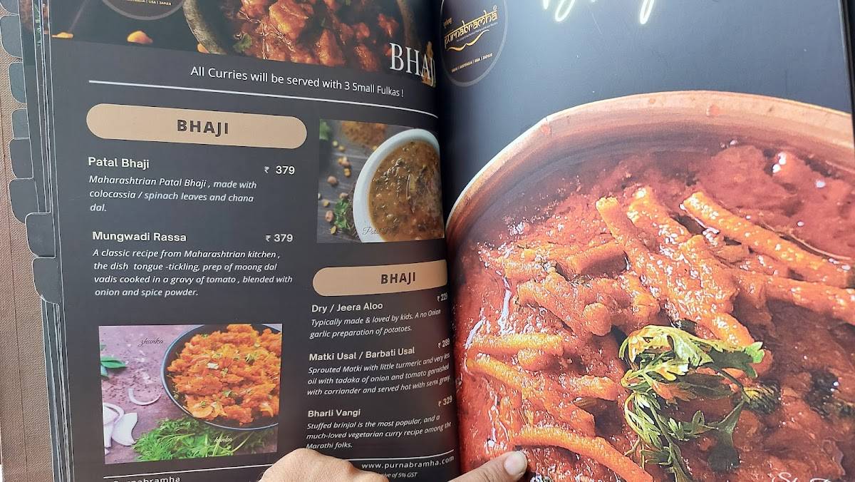 Menu at Purnabramha, Pune, Stellar Spaces