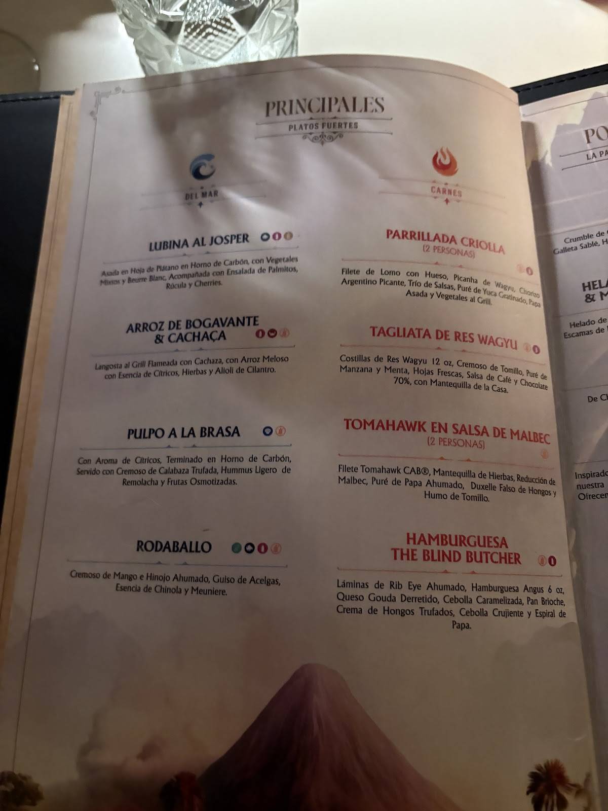 Carta del restaurante The Blind Butcher, Punta Cana