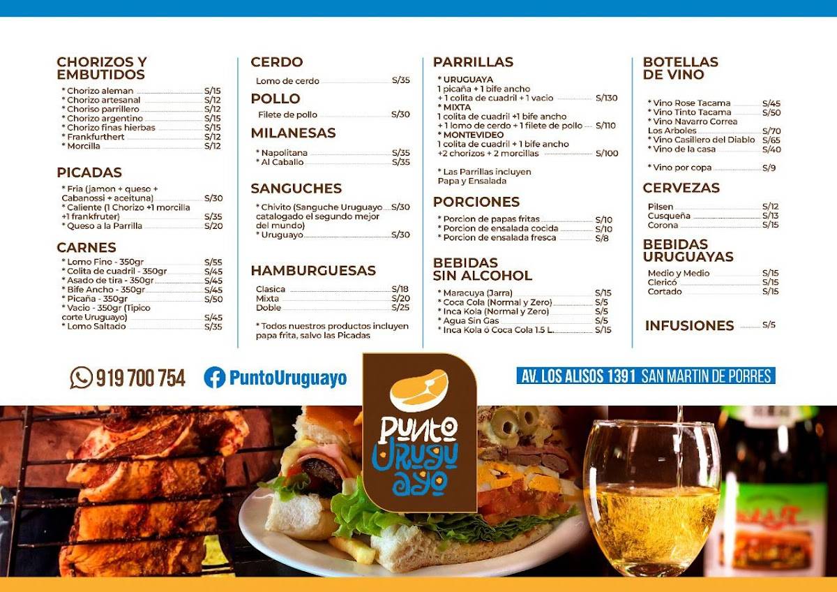 Carta del restaurante PUNTO URUGUAYO SMP, San Martín del Porres